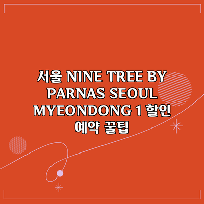 서울 NINE TREE BY PARNAS SEOUL MYEONDONG 1 할인 예약 꿀팁